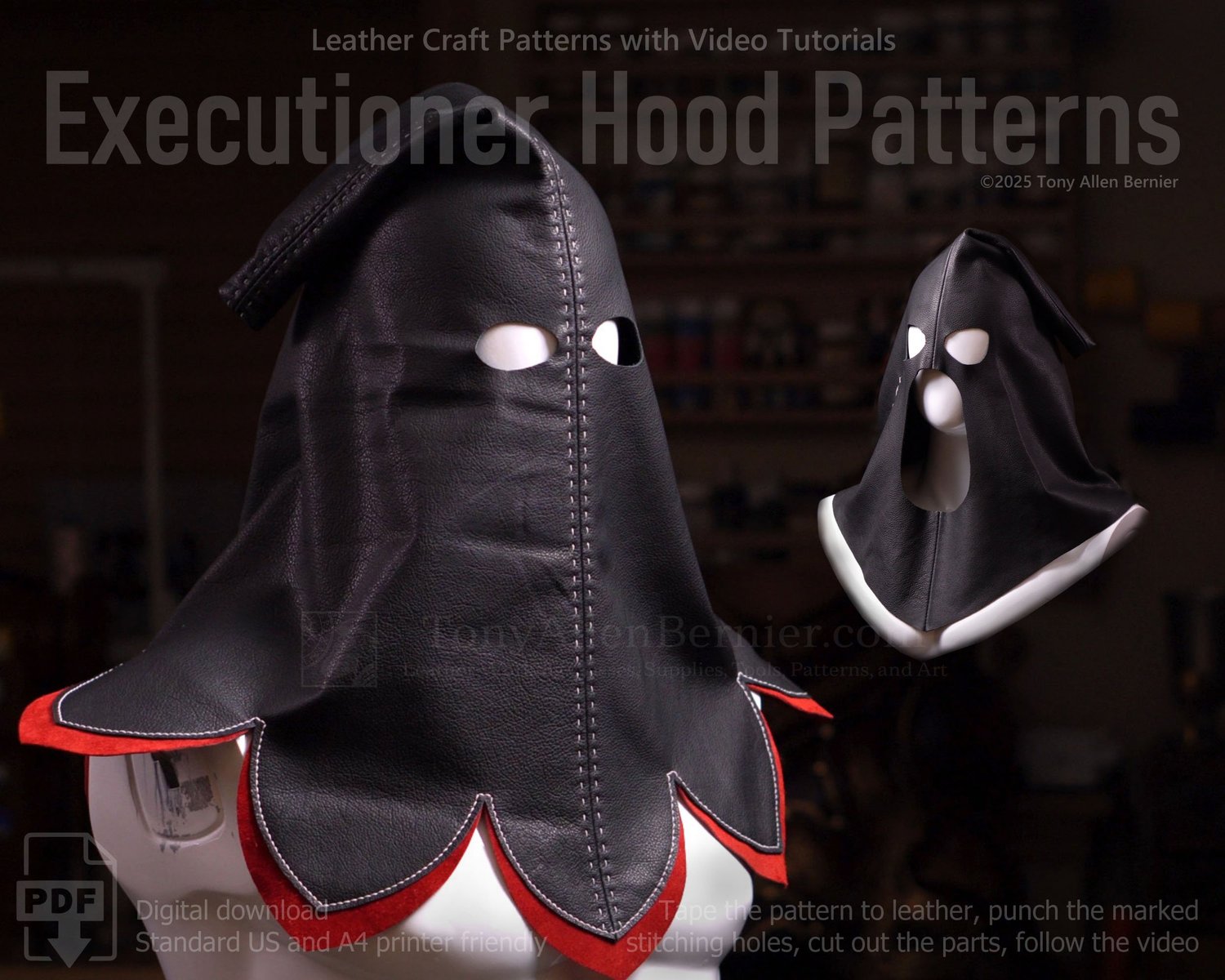 How to make Executioner Masks with DIY Leather Craft Patterns. Medieval ...