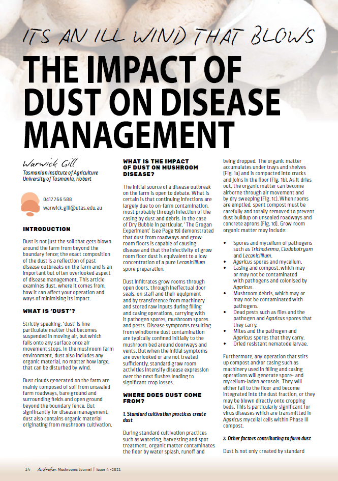 Its an ill wind that blows - the impact of dust on disease management ...