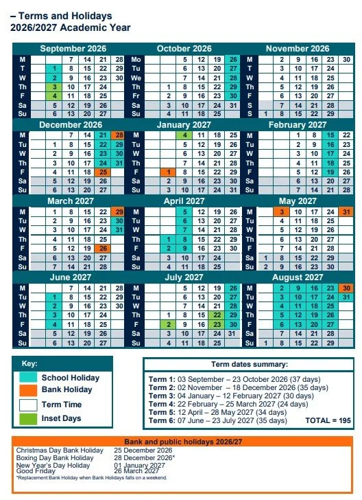 Calendar & Term Dates — Holyrood Academy