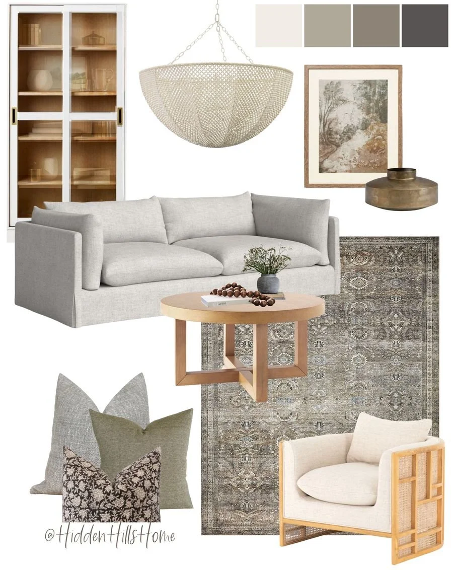 Modern Transitional Living Room Mood Boards — Hidden Hills Home
