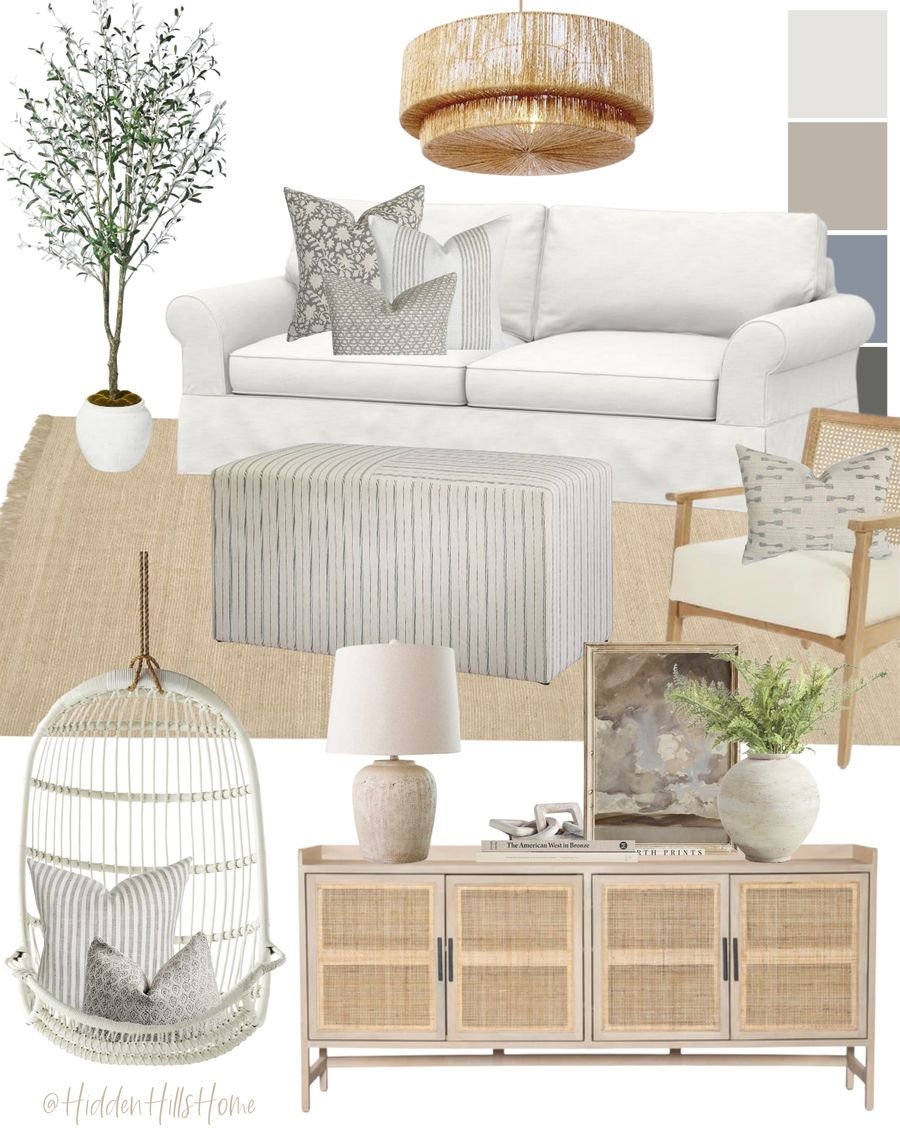 Modern Transitional Living Room Mood Boards — Hidden Hills Home