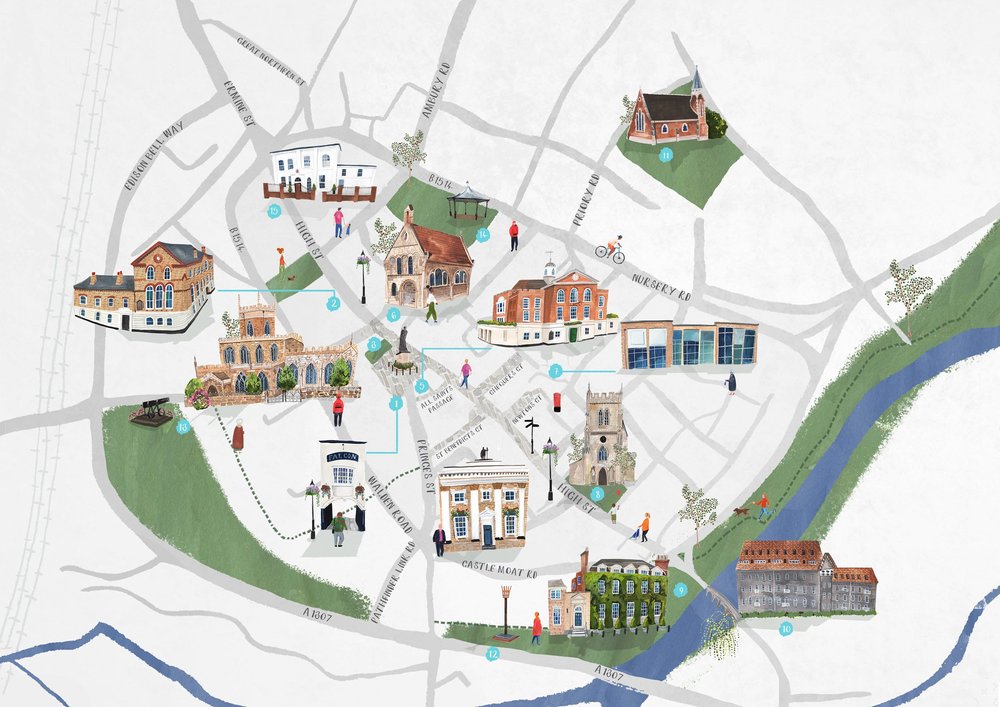 Illustrated Map for Huntingdon First — Helen Wallace