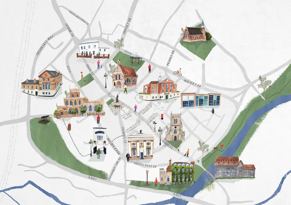 Illustrated Map for Huntingdon First — Helen Wallace