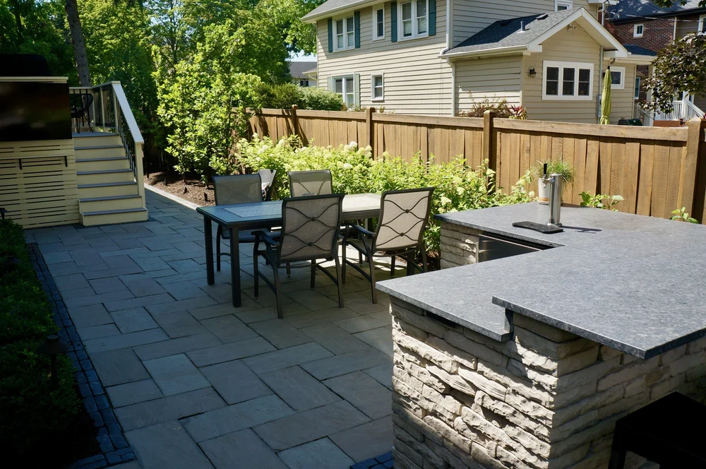 Wheaton, IL Landscape Design with Outdoor Bar and Paver Walkway ...