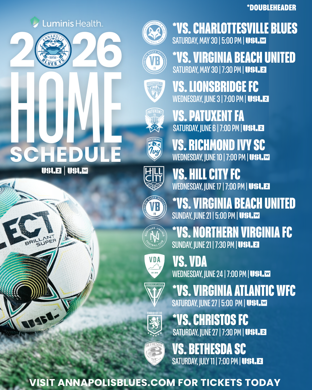 SCHEDULE — Annapolis Blues FC