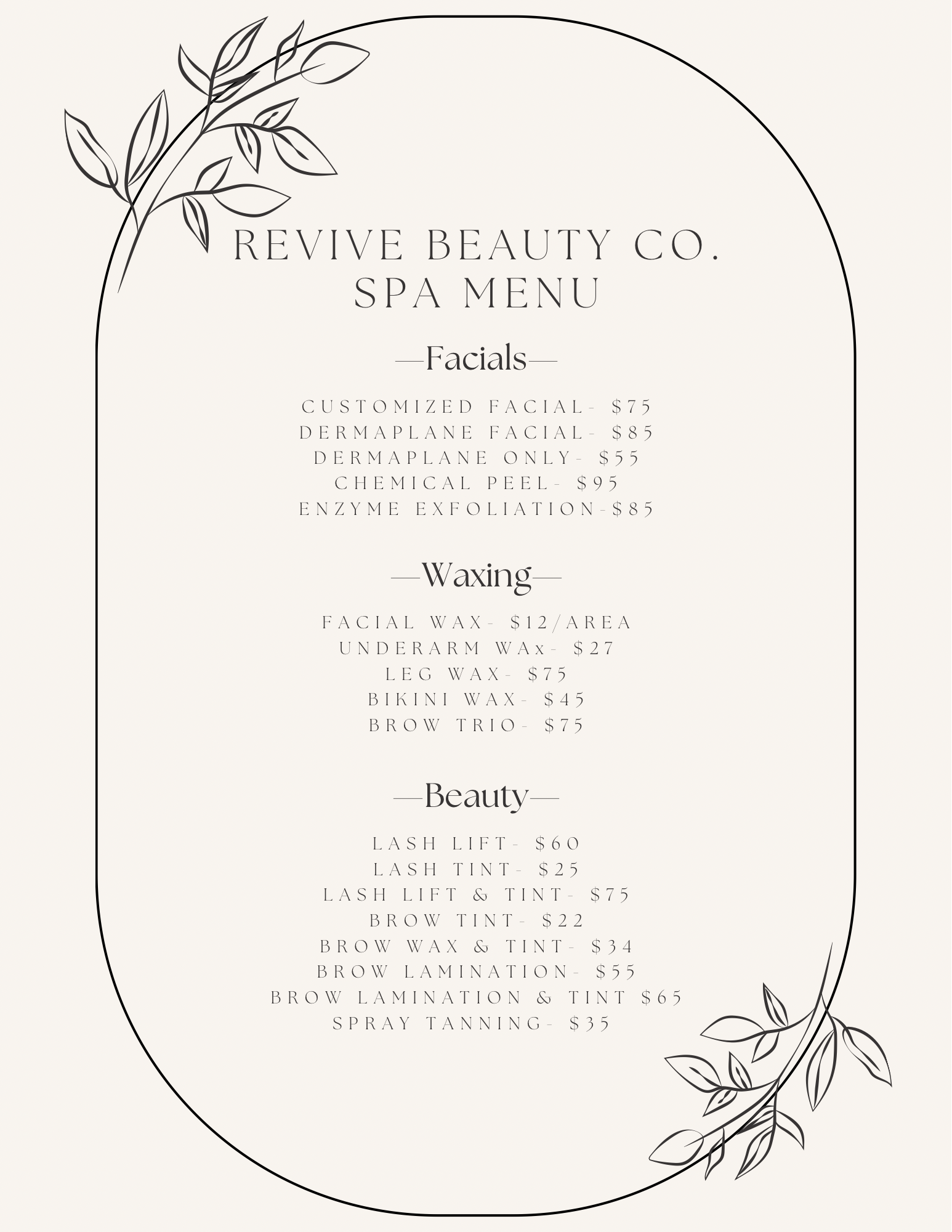 Services — Revive Beauty Co.