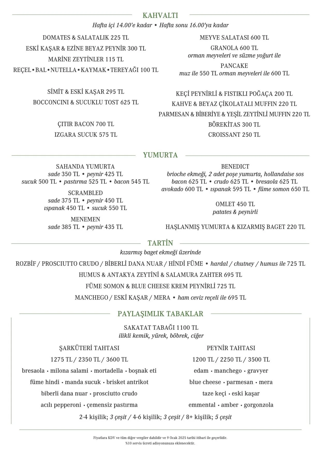 TÜRKÇE MENÜ — Delicatessen Istanbul