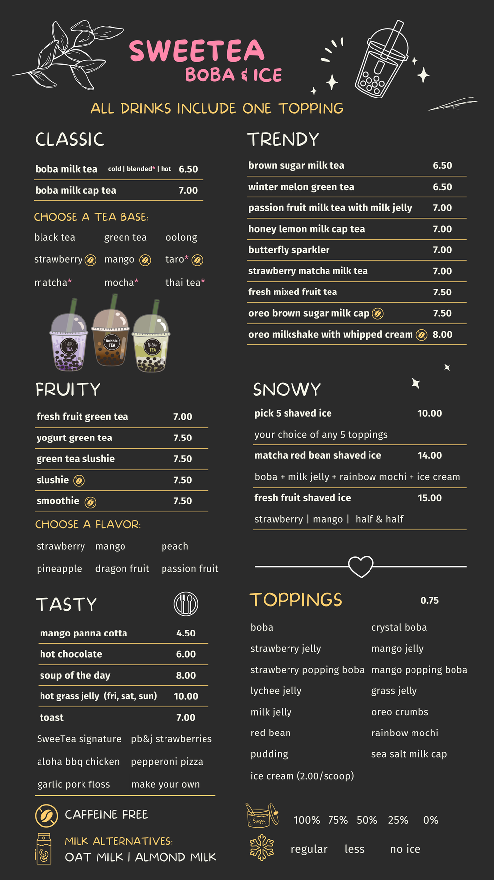 Menu — SweeTea Boba & Ice