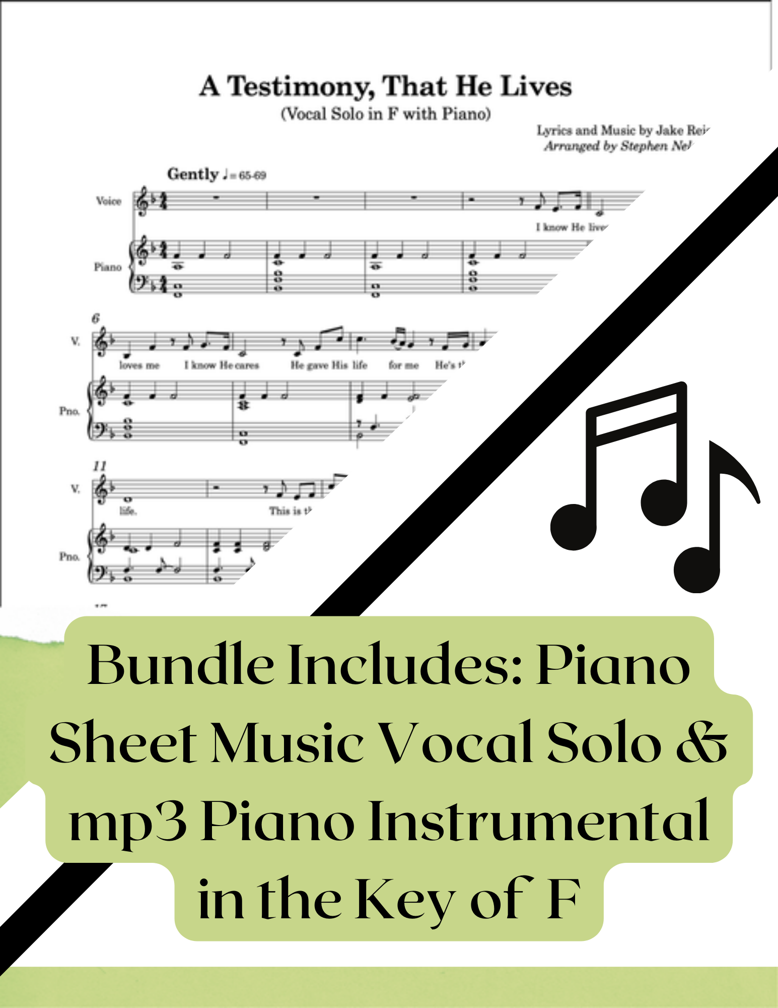 Group Bundle & Save: In the Key of A, "A Testimony, That He Lives Sheet ...