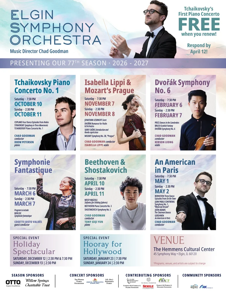 77th Season Announcement — Elgin Symphony Orchestra