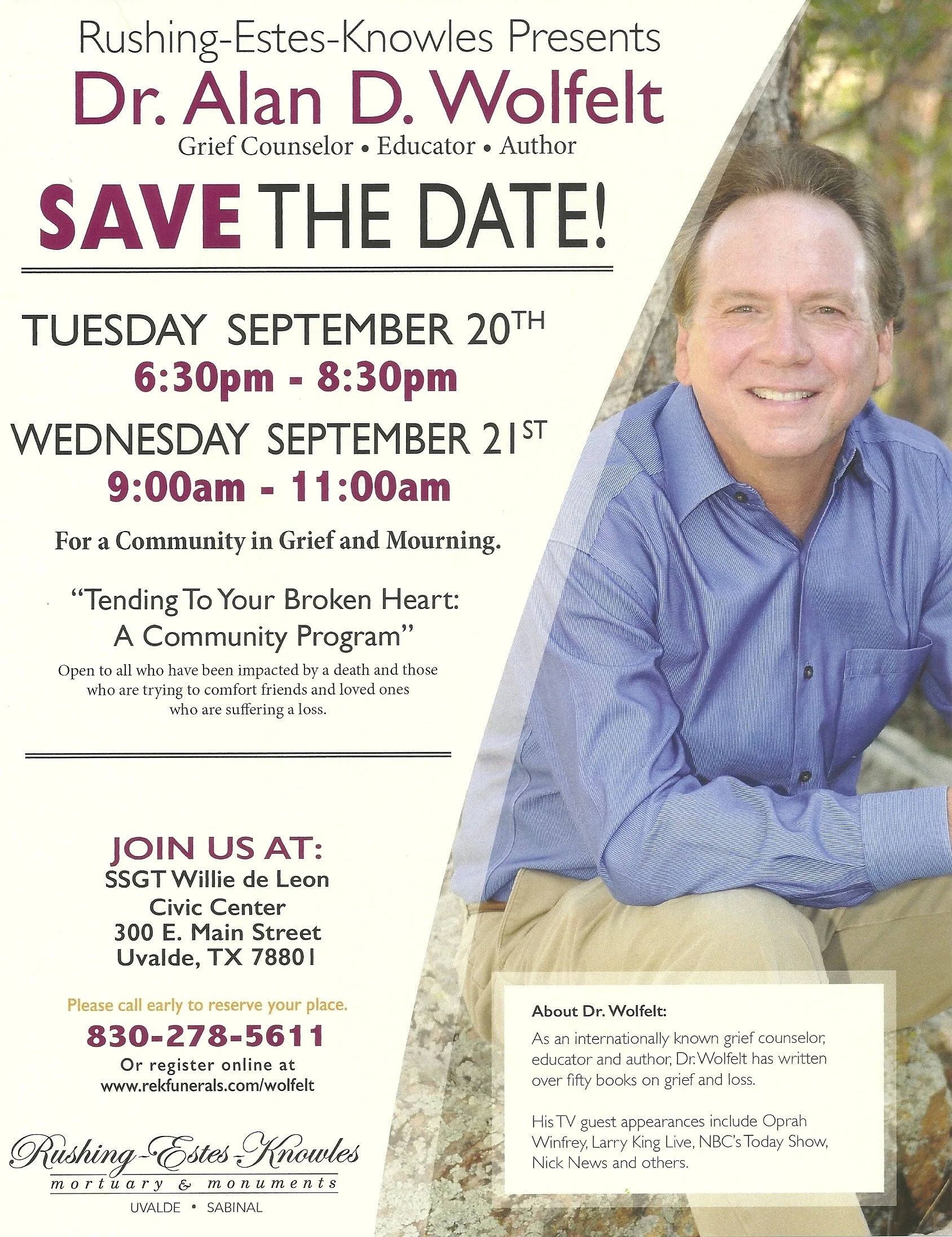 Seminar with Dr. Alan D. Wolfelt — Hope For Uvalde