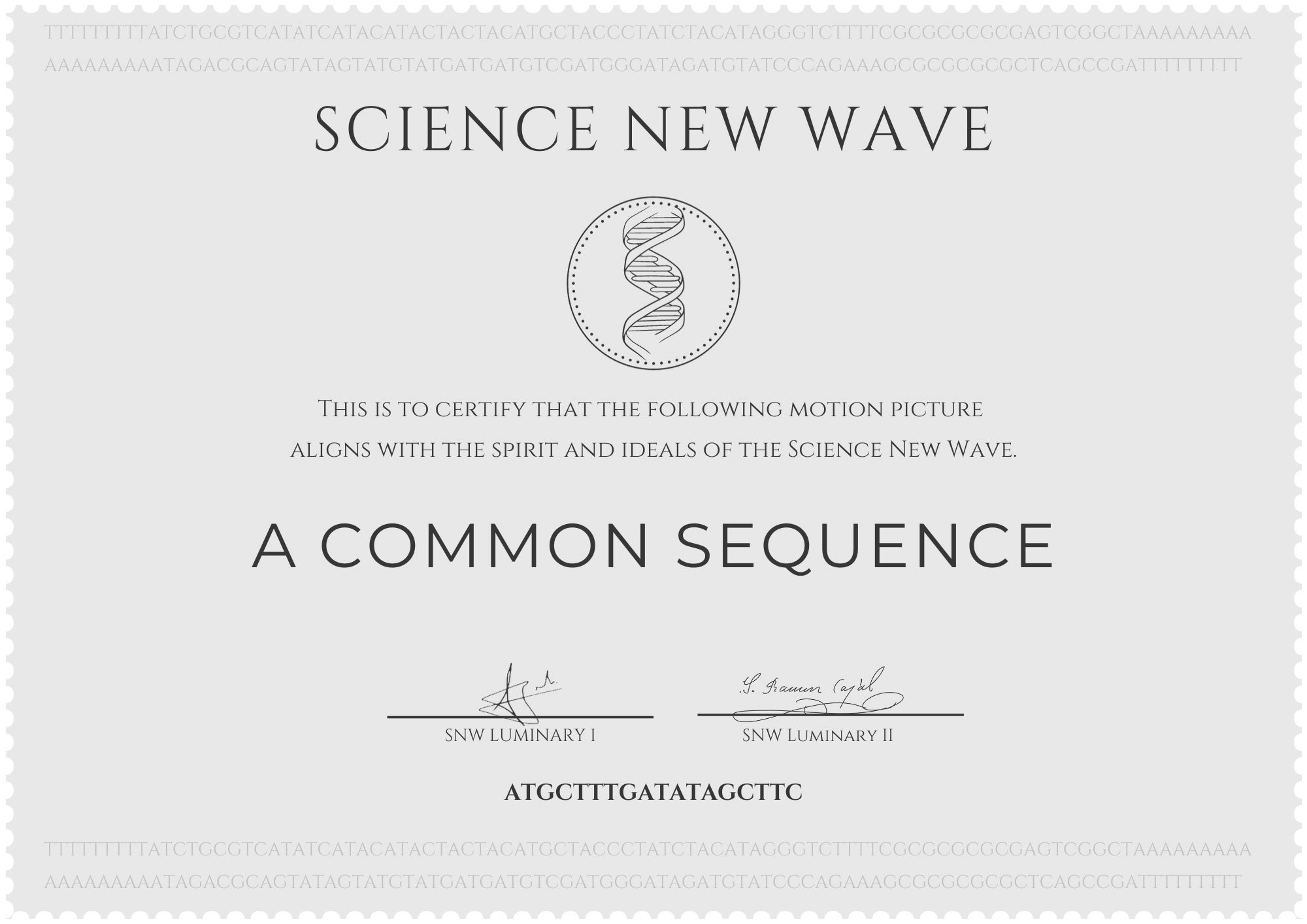 Certificate — Science New Wave