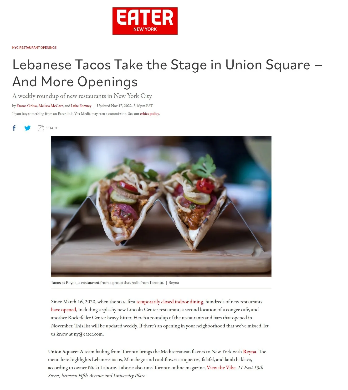 Reyna New York — Union Square Mediterranean Restaurant & Cocktail Bar