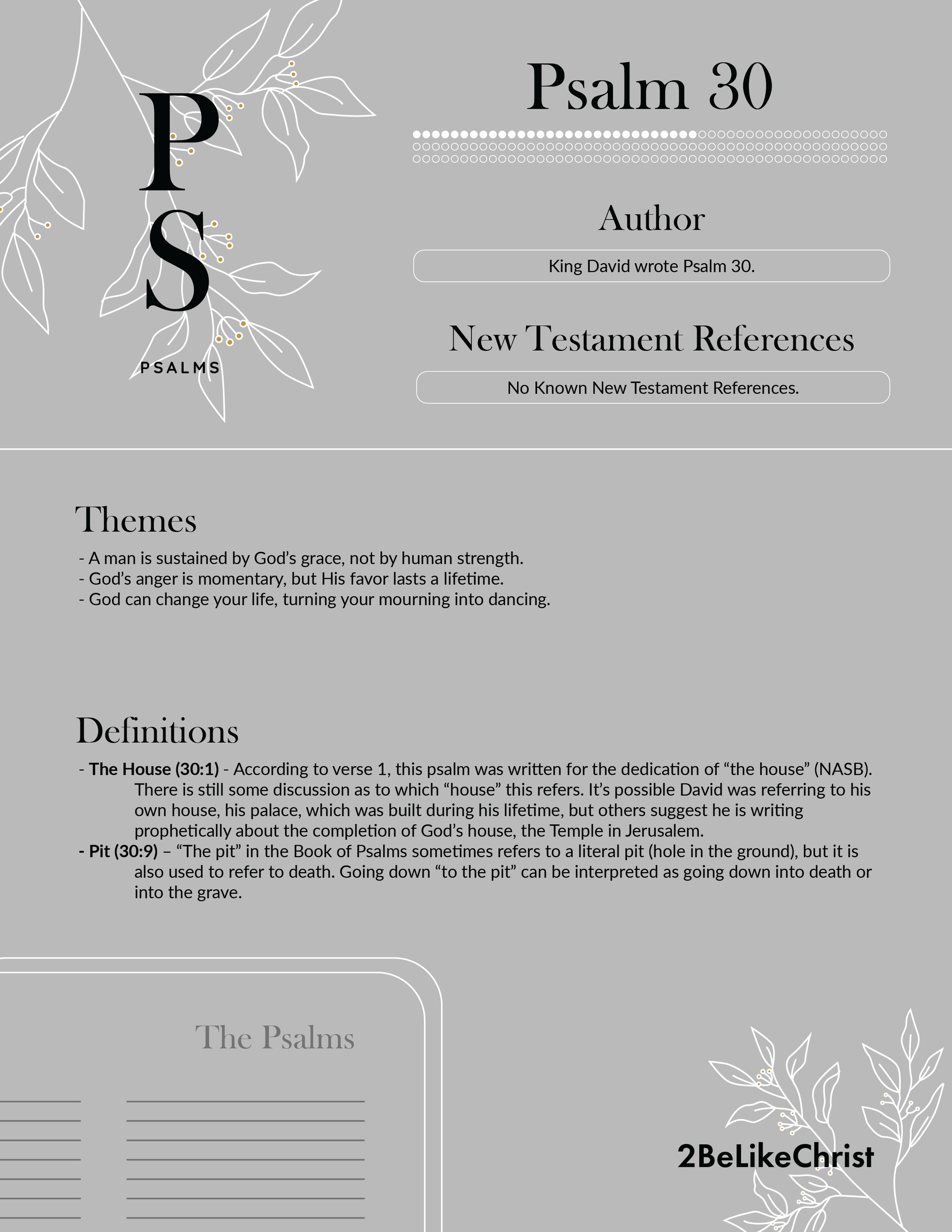 Psalm 30 Summary - 5 Minute Bible Study — 2BeLikeChrist