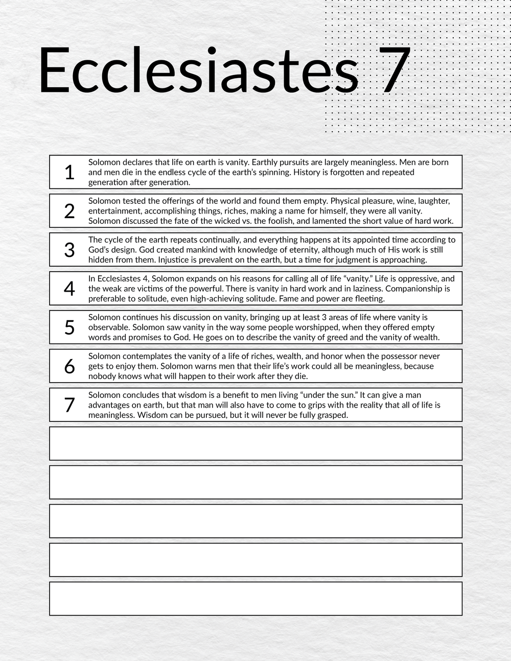 Ecclesiastes 7 Summary - 5 Minute Bible Study — 2BeLikeChrist