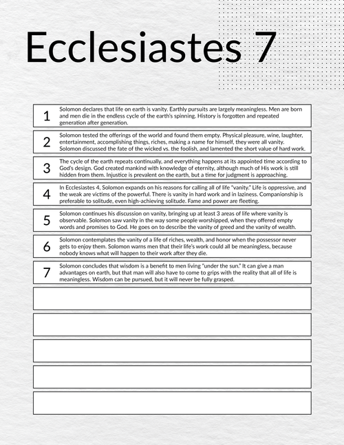 Ecclesiastes 7 Summary - 5 Minute Bible Study — 2BeLikeChrist