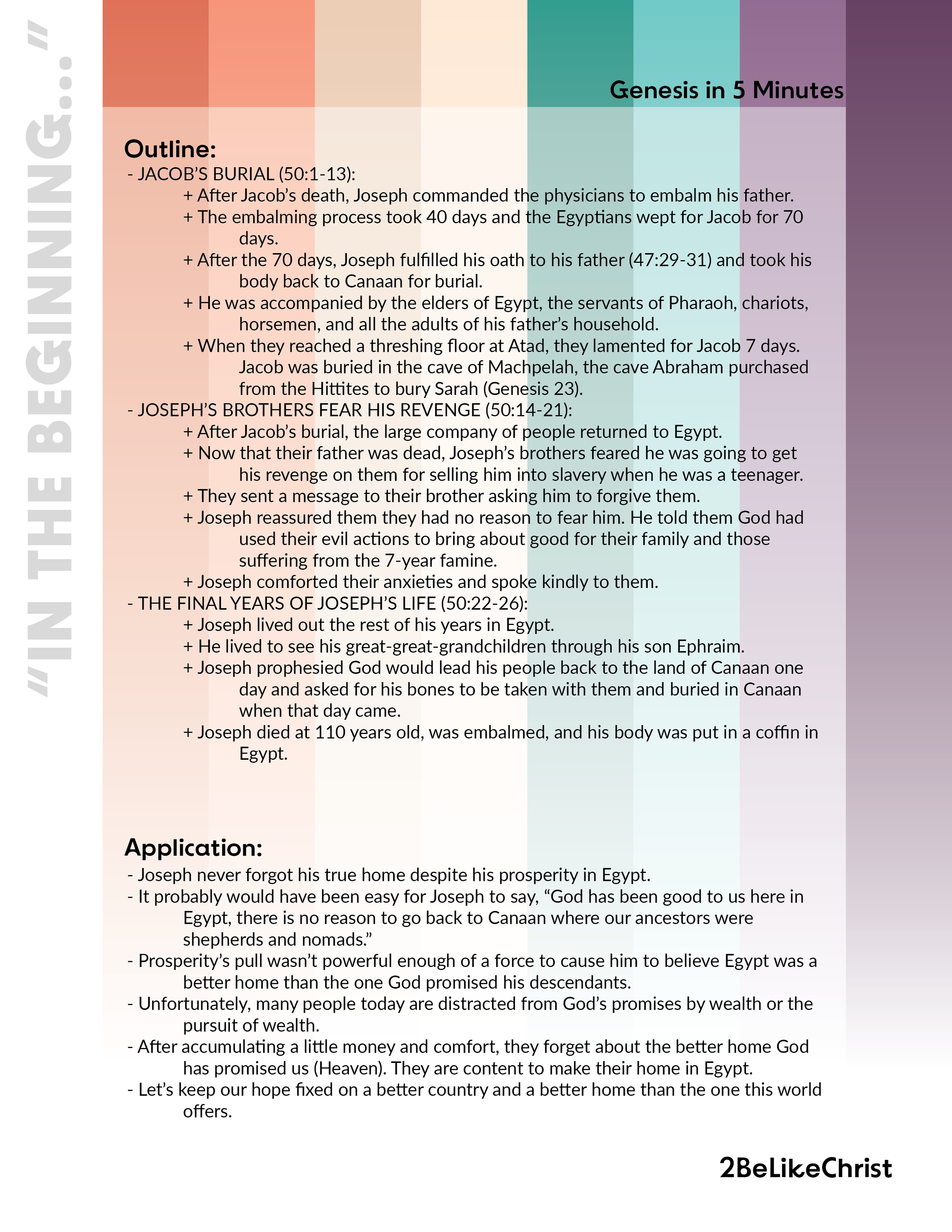 Genesis 50 Summary 5 Minute Bible Study 2BeLikeChrist Genesis 50 Summary 5 Minute Bible Study 2BeLikeChrist