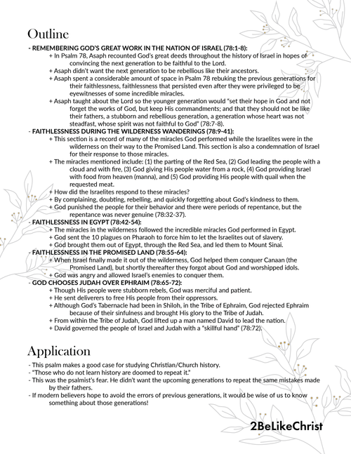 Psalm 78 Summary 5 Minute Bible Study 2belikechrist