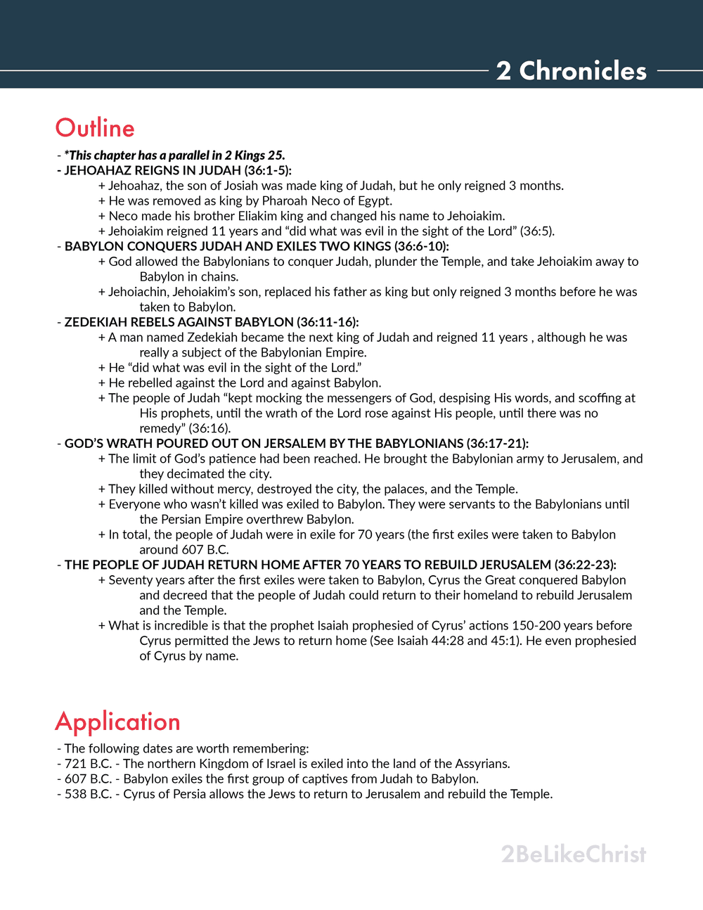 2 Chronicles 36 Summary - 5 Minute Bible Study — 2BeLikeChrist