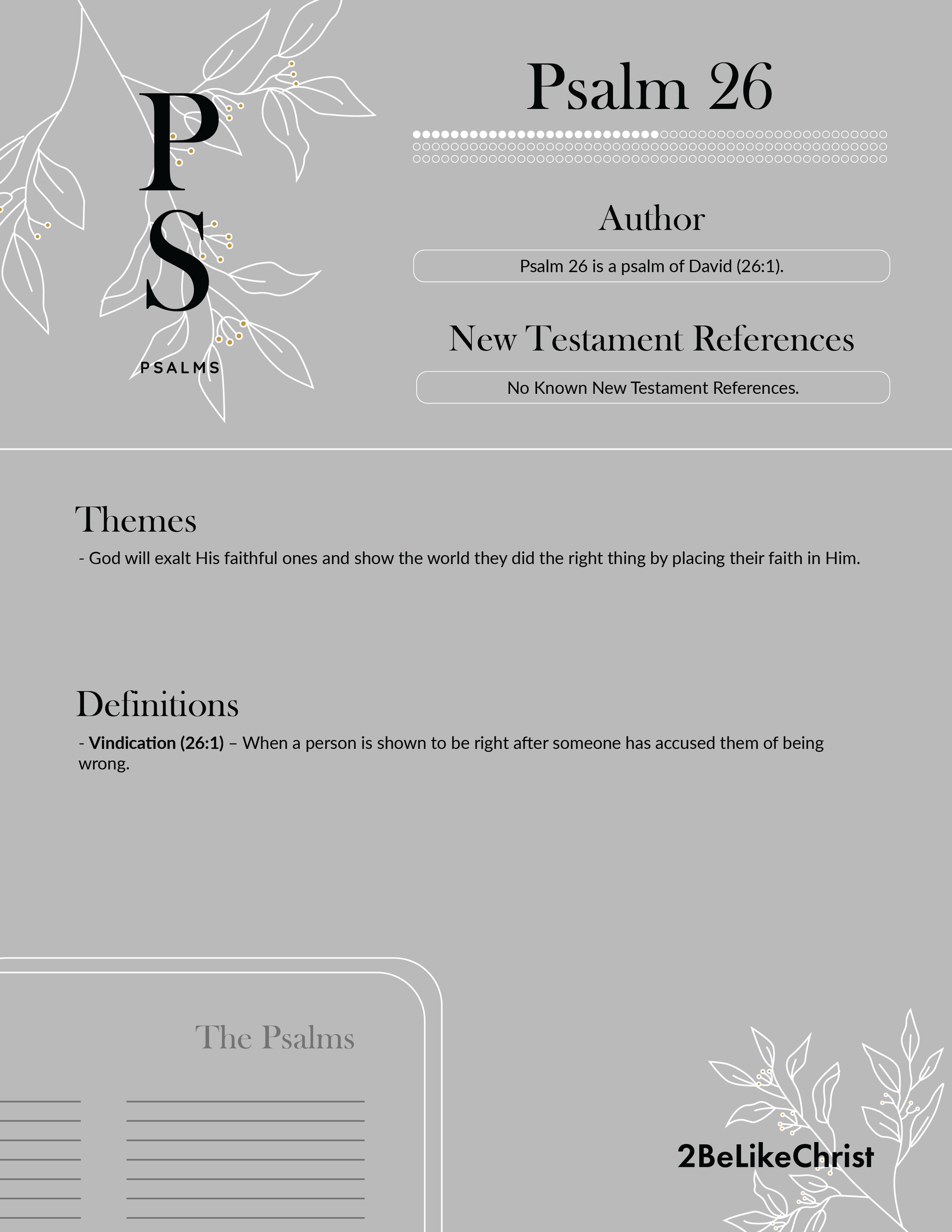 Psalm 26 Summary - 5 Minute Bible Study — 2BeLikeChrist