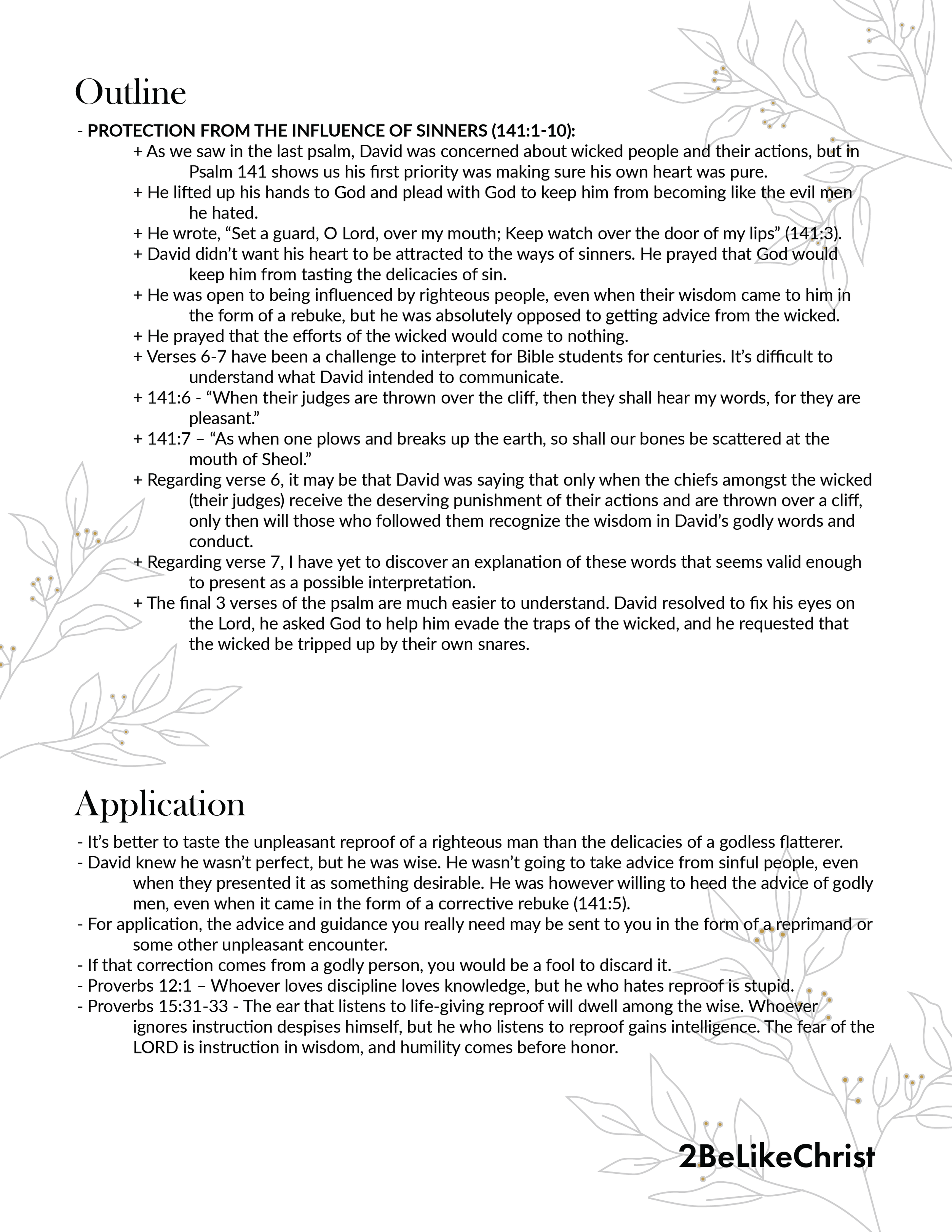 Psalm 141 Summary - 5 Minute Bible Study — 2BeLikeChrist