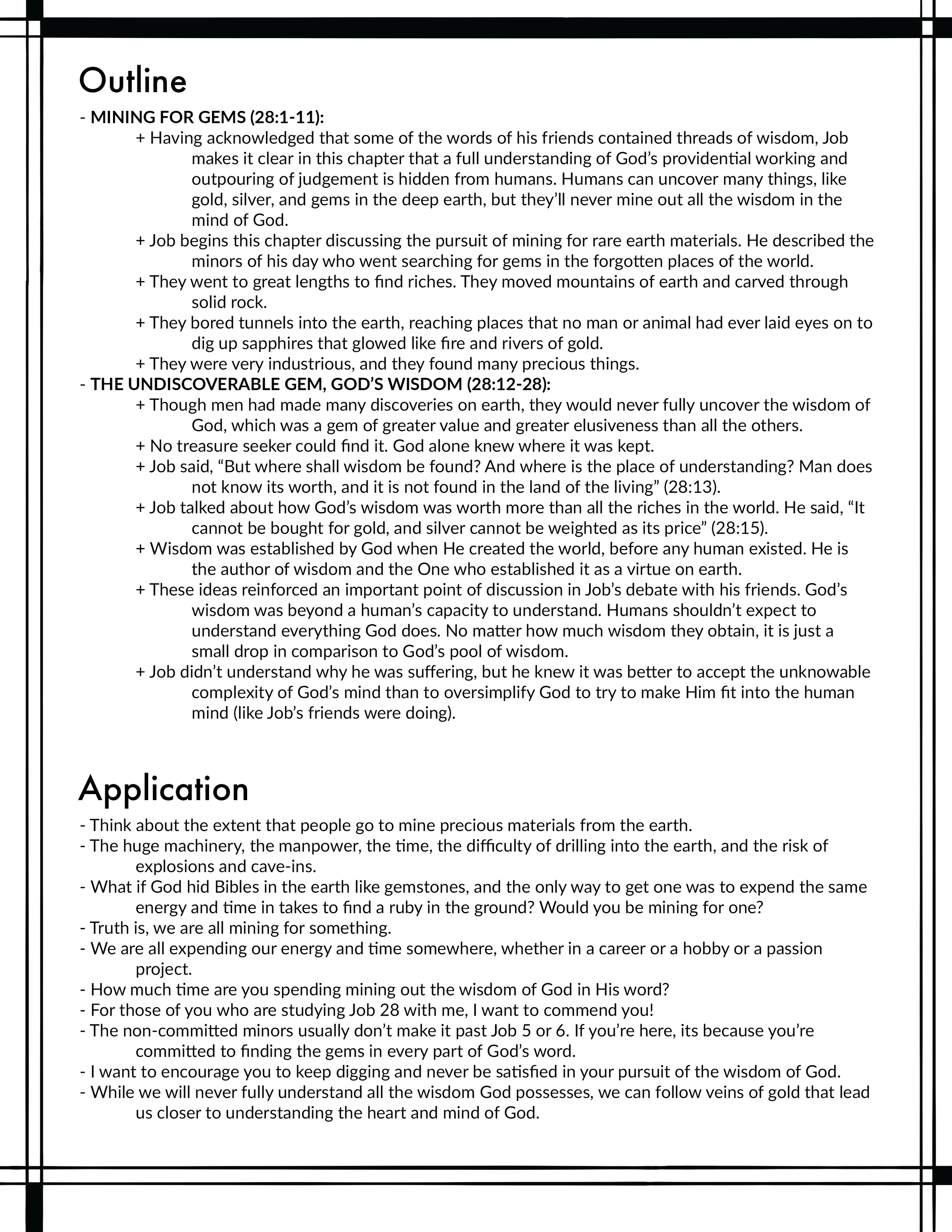 Job 28 Summary - 5 Minute Bible Study — 2BeLikeChrist