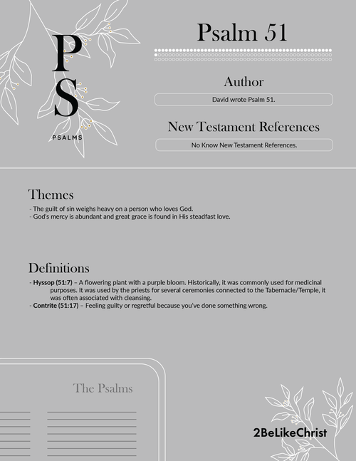 Psalm 51 Summary - 5 Minute Bible Study — 2BeLikeChrist