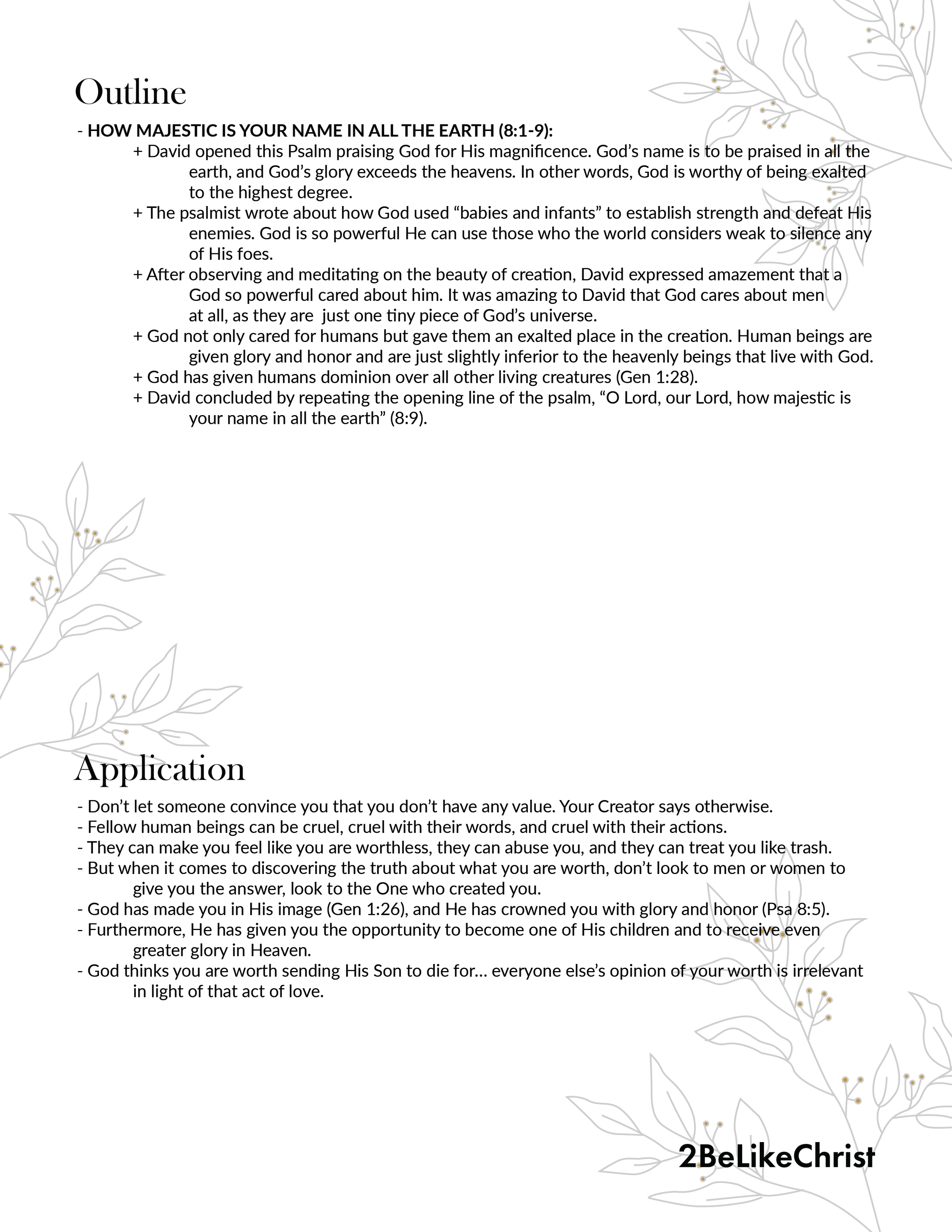 Psalm 8 Summary - 5 Minute Bible Study — 2BeLikeChrist
