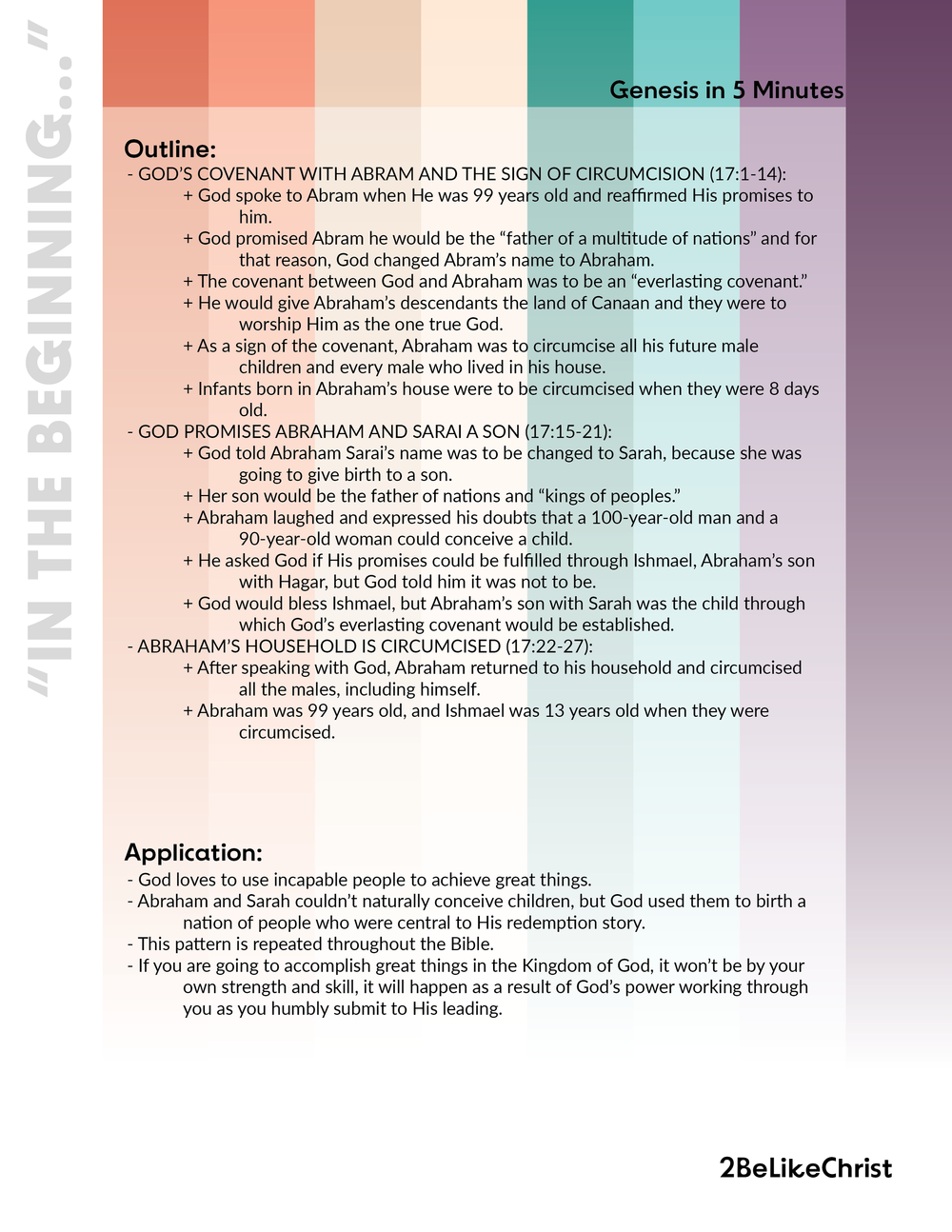 Genesis 17 Summary - 5 Minute Bible Study — 2BeLikeChrist