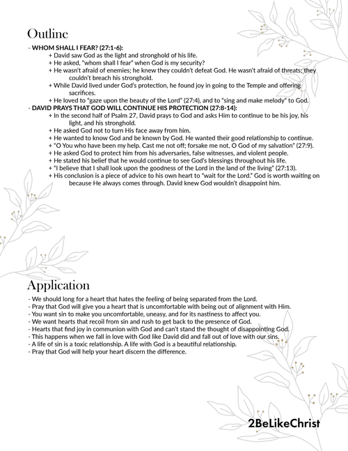Psalm 27 Summary 5 Minute Bible Study 2belikechrist