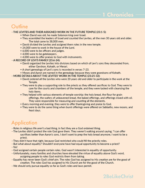 1 Chronicles 23 Explained - 5 Minute Bible Study — 2BeLikeChrist