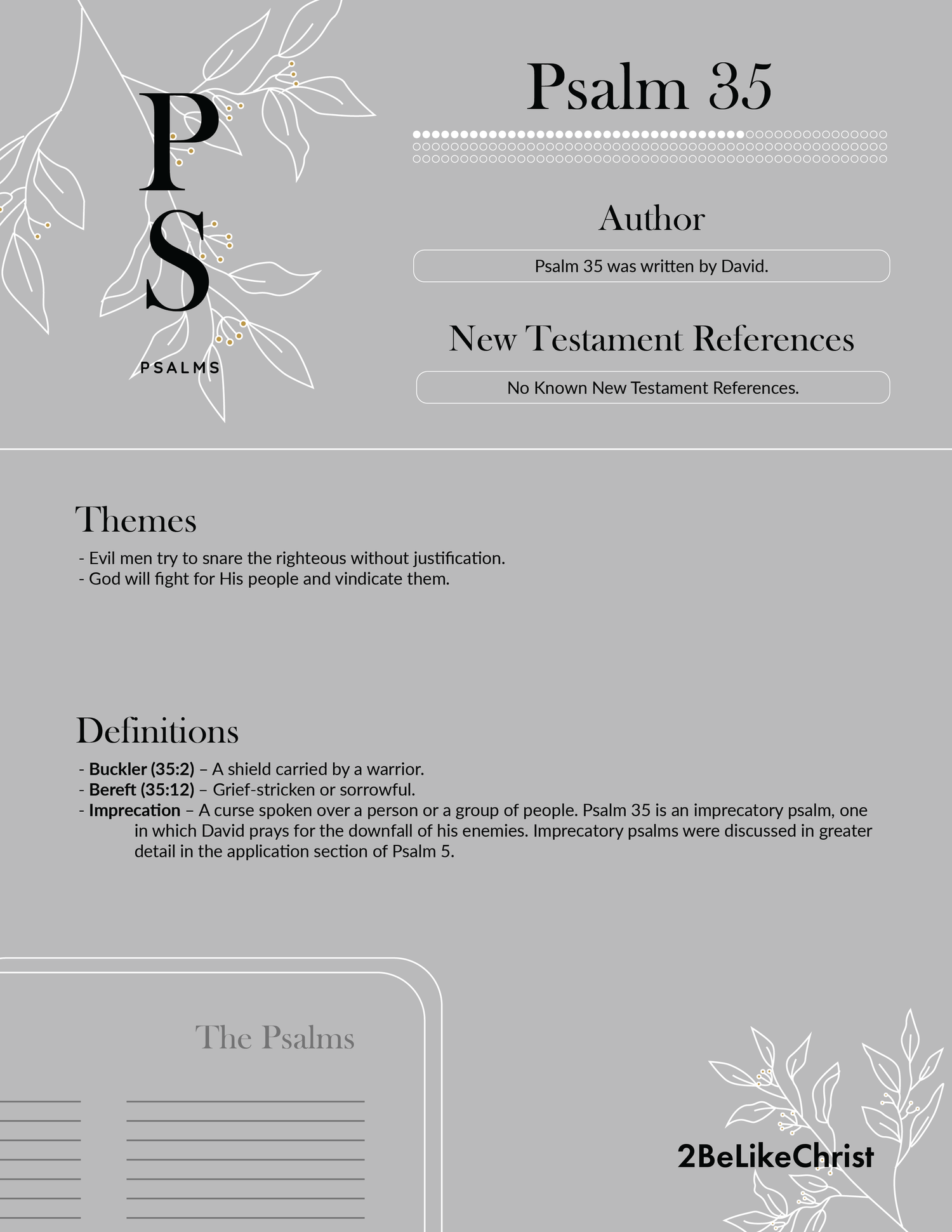 Psalm 35 Summary - 5 Minute Bible Study — 2BeLikeChrist