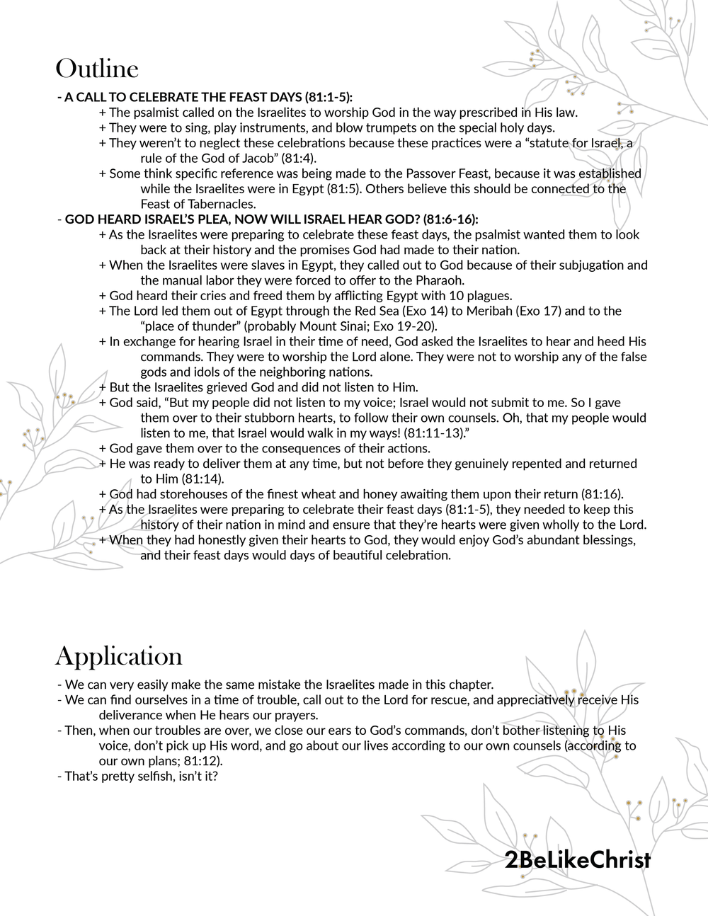 Psalm 81 Summary - 5 Minute Bible Study — 2BeLikeChrist
