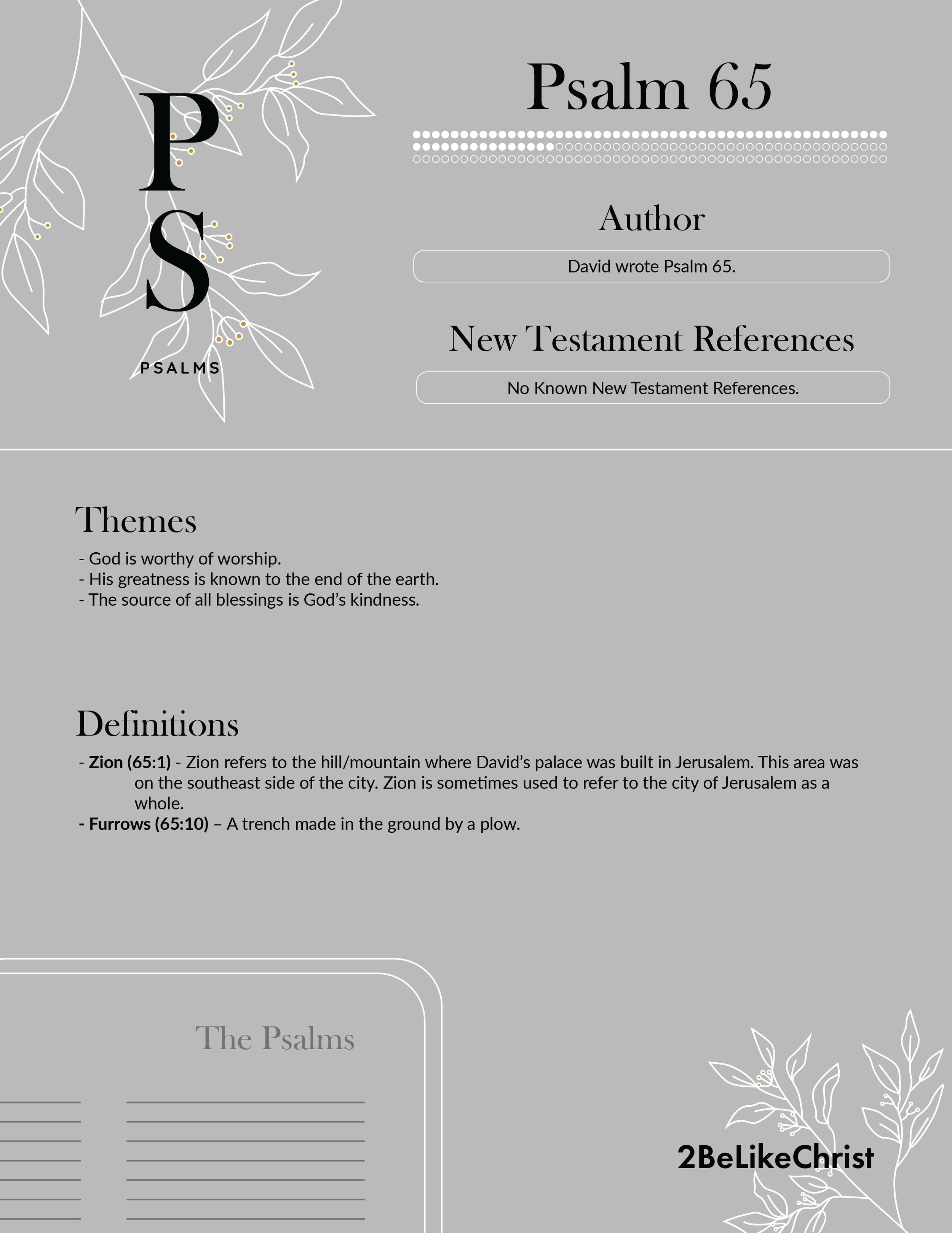 Psalm 65 Summary - 5 Minute Bible Study — 2BeLikeChrist
