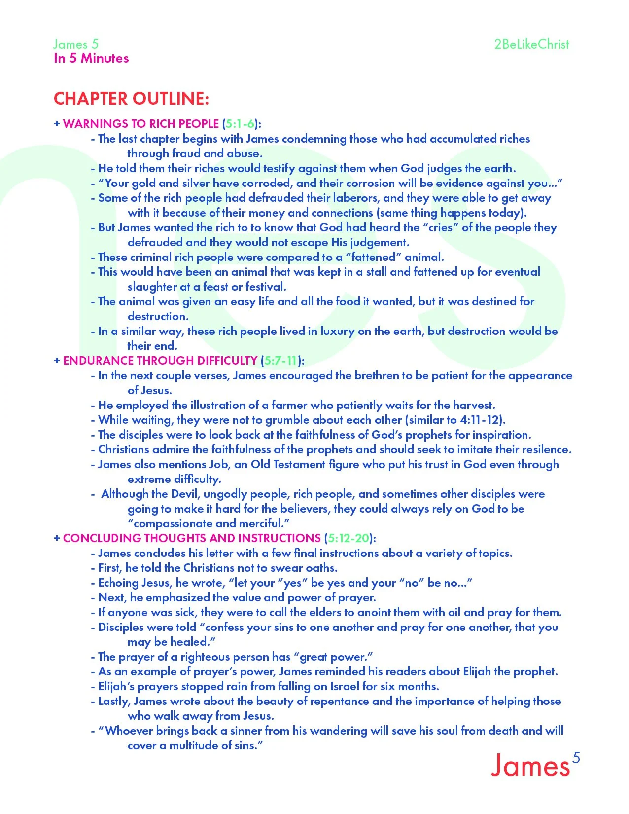 Summary of James 5 in 5 Minutes - Quick Bible Study — 2BeLikeChrist