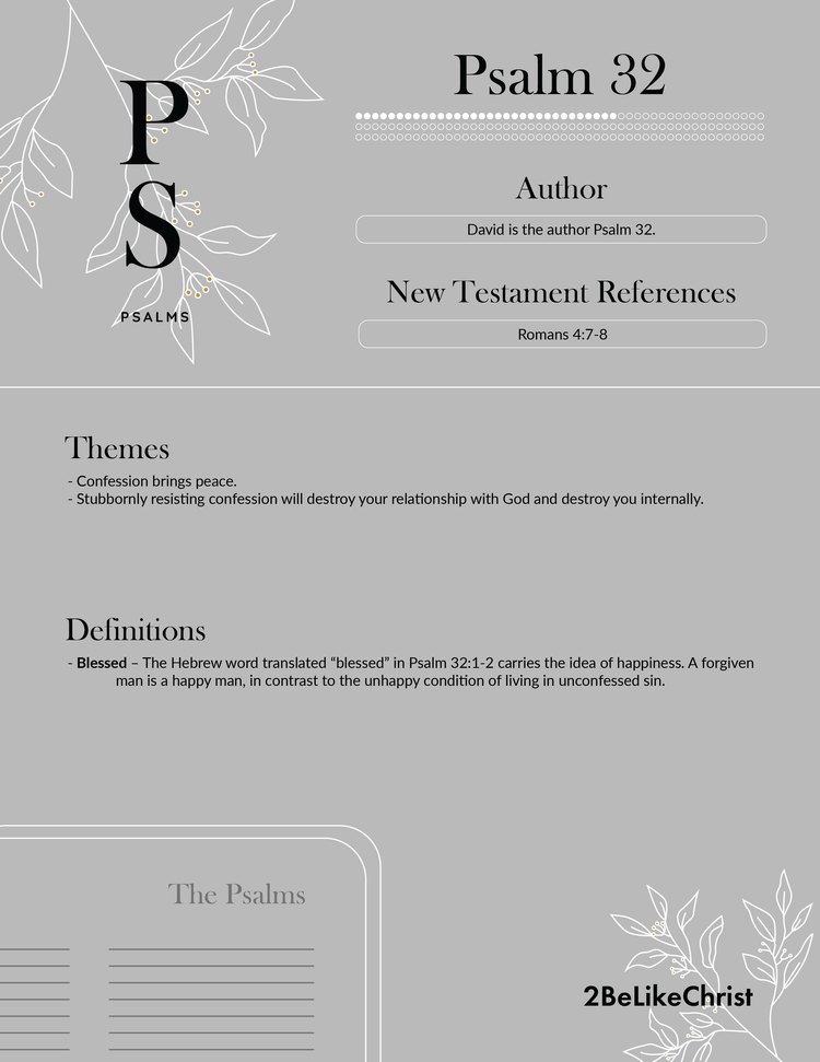 Psalm 32 Summary - 5 Minute Bible Study — 2BeLikeChrist