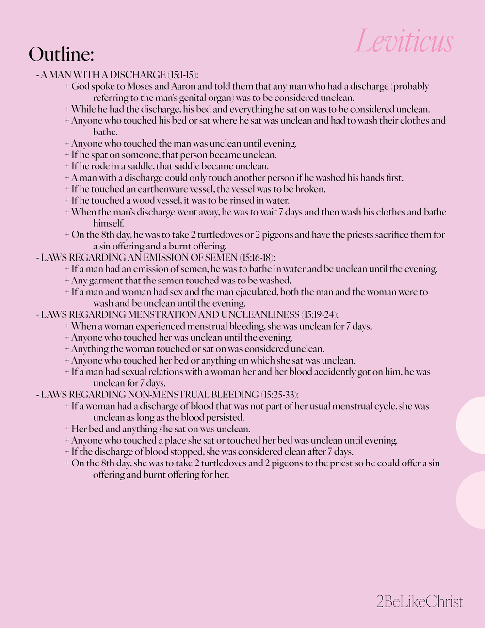 Leviticus 15 Summary: A Short Breakdown in 5 Minutes — 2BeLikeChrist