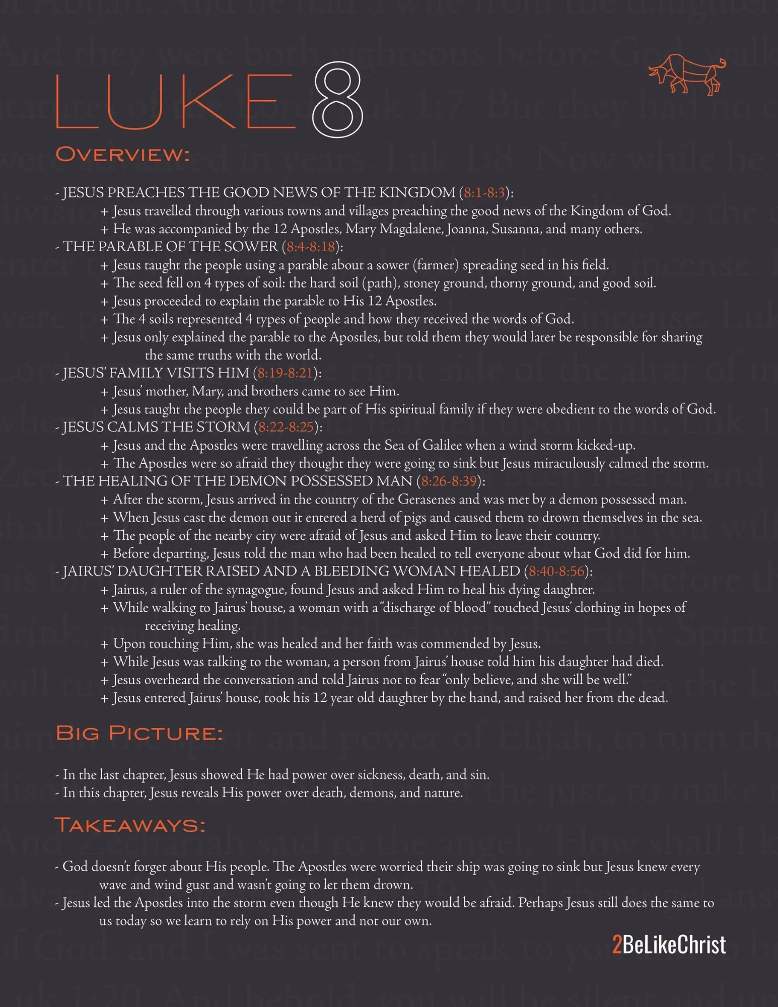 Luke 8 Summary - 5 Minute Bible Study — 2BeLikeChrist