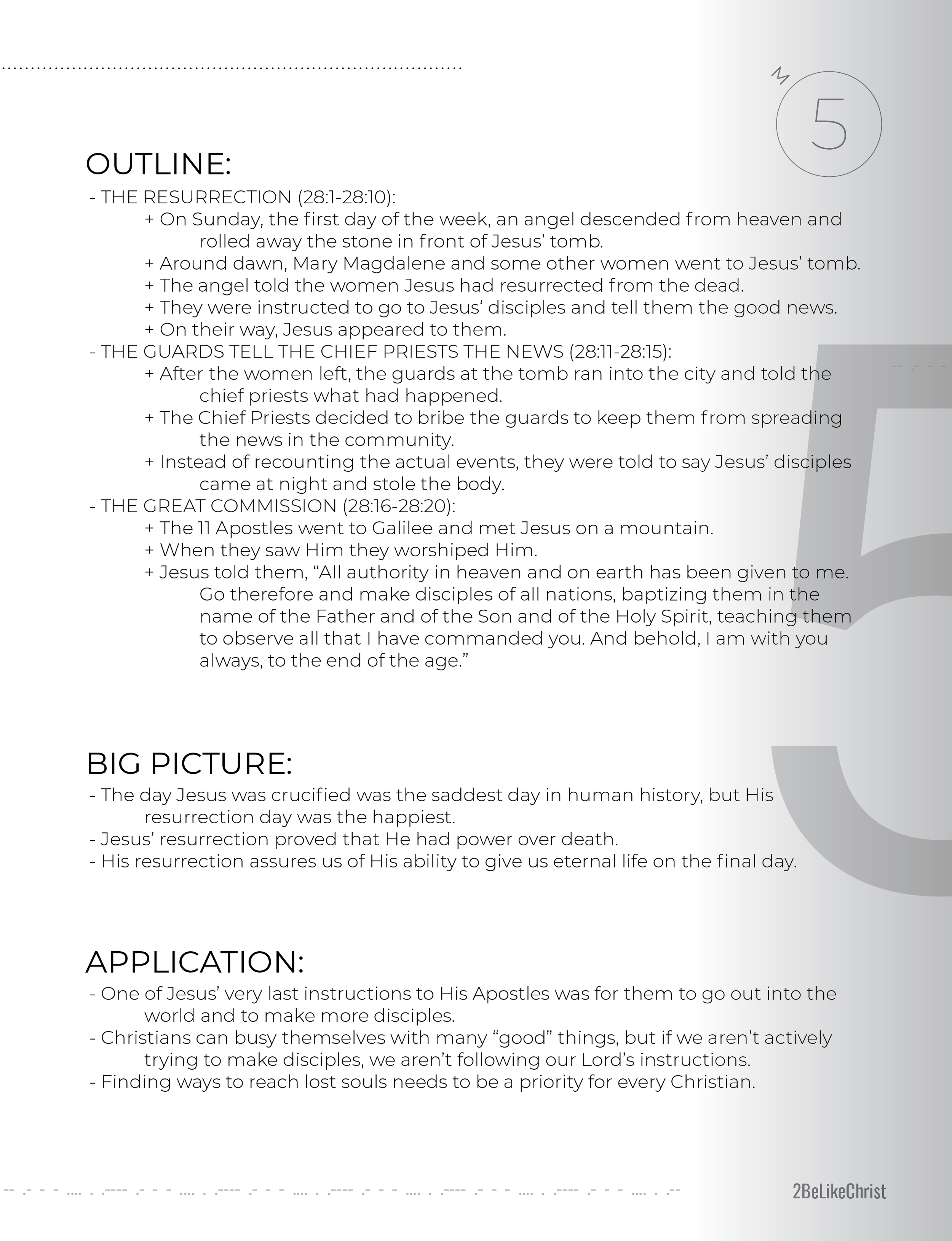 Matthew 28 Summary - Quick Bible Study — 2BeLikeChrist