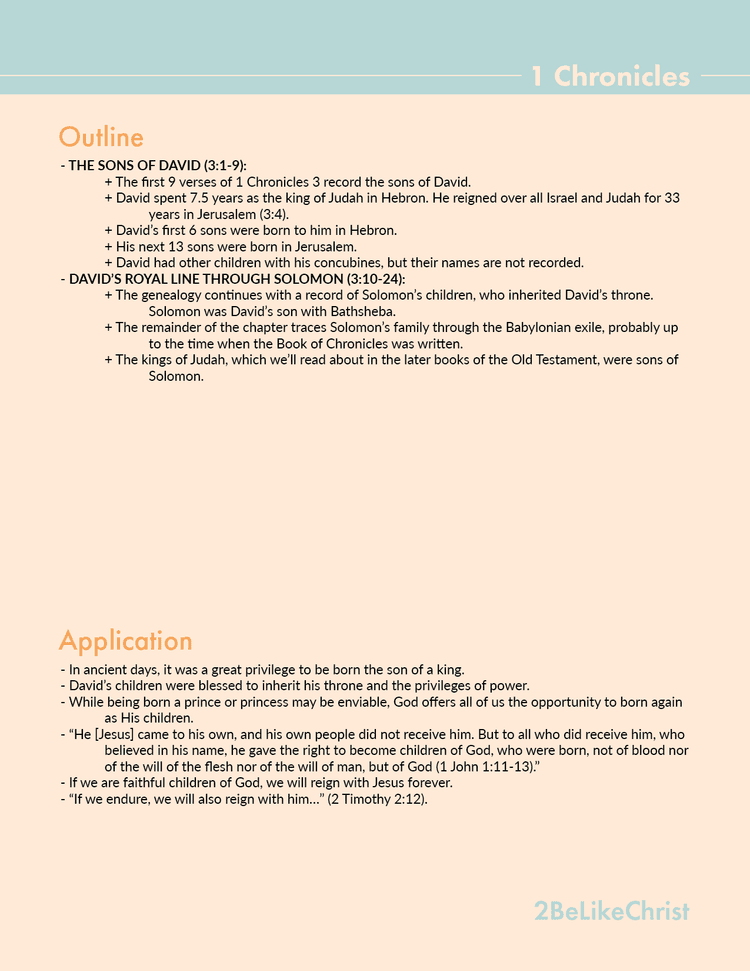 1 Chronicles 3 Summary - 5 Minute Bible Study — 2BeLikeChrist