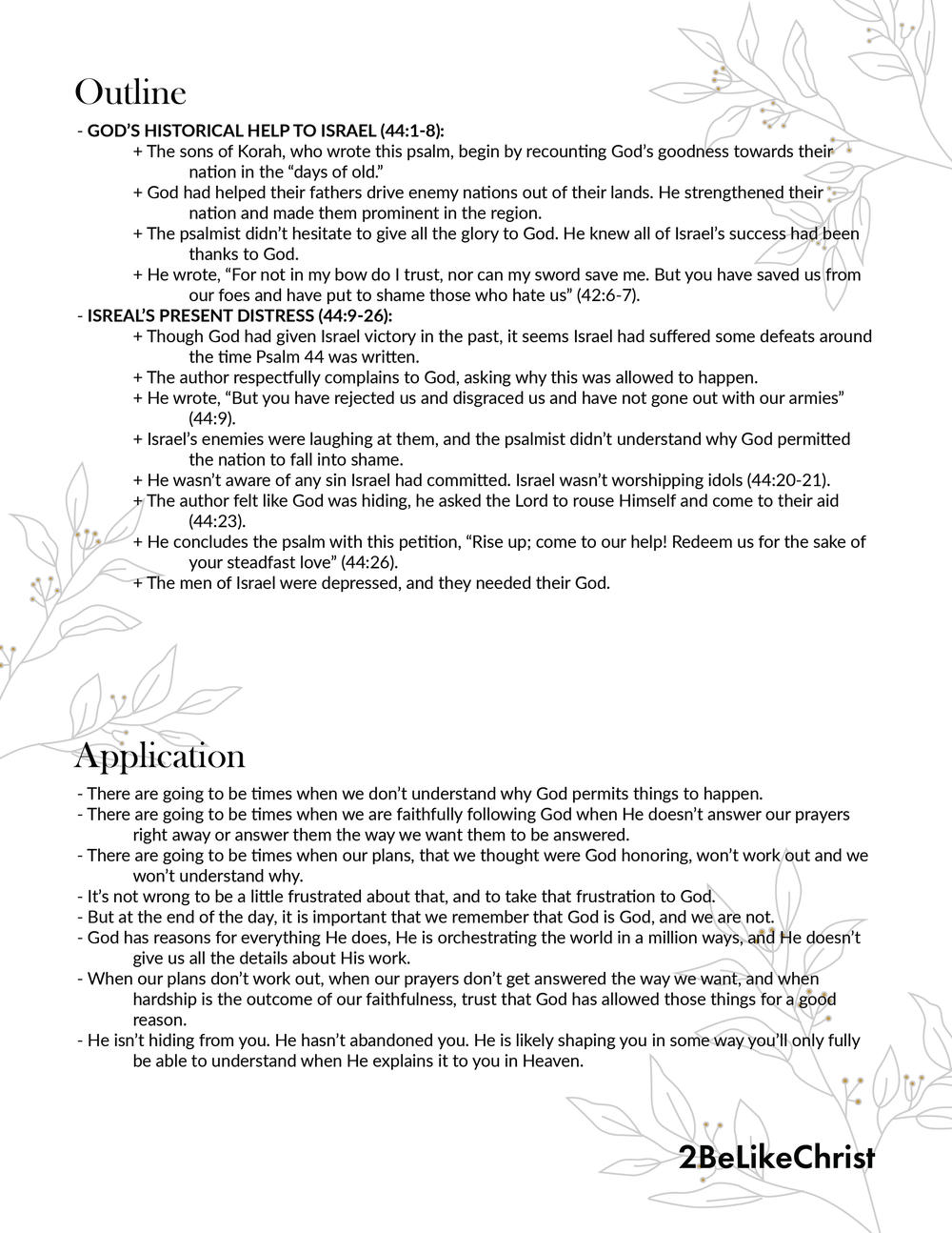 Psalm 44 Summary - 5 Minute Bible Study — 2BeLikeChrist