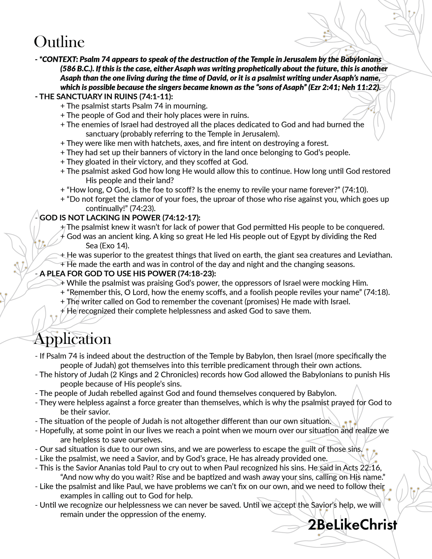 Psalm 74 Summary - 5 Minute Bible Study — 2BeLikeChrist
