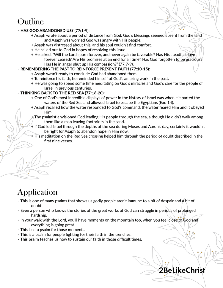 Psalm 77 Summary - 5 Minute Bible Study — 2BeLikeChrist