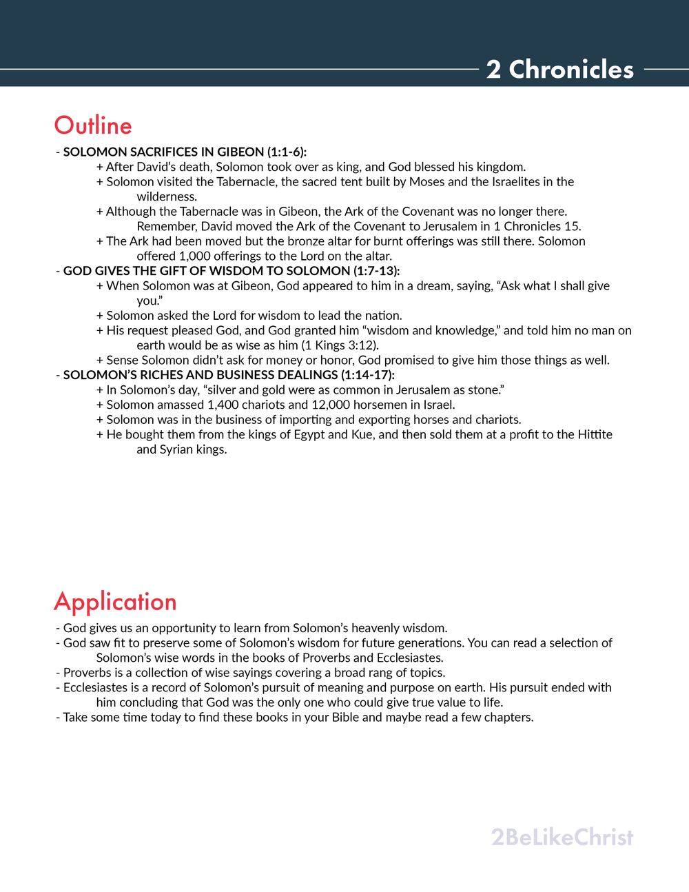 2 Chronicles 1 Summary - 5 Minute Bible Study — 2BeLikeChrist