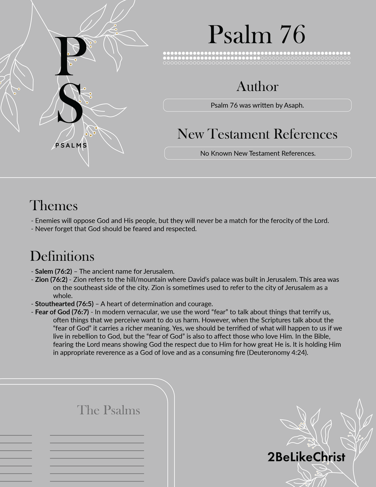 Psalm 76 Summary - 5 Minute Bible Study — 2BeLikeChrist
