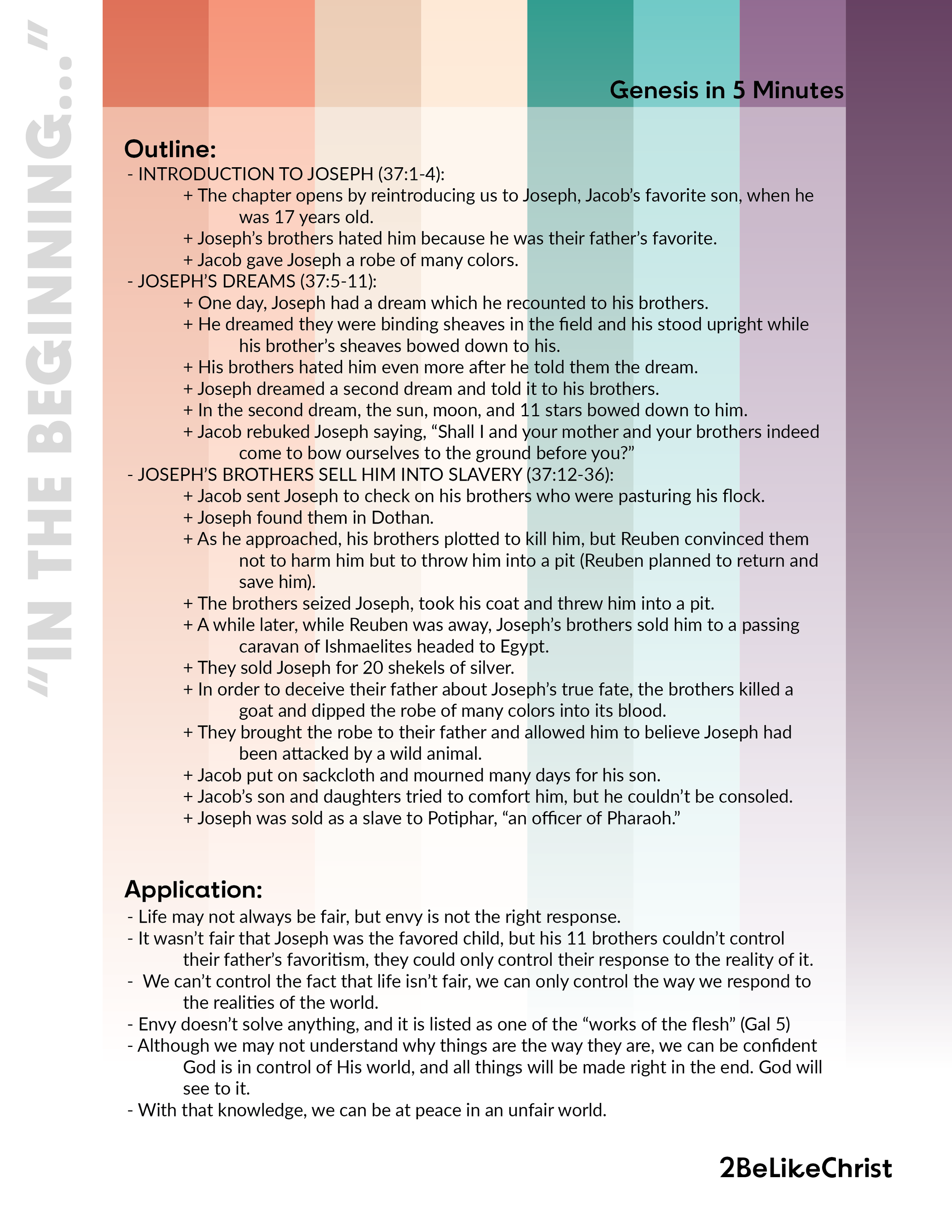 Genesis 37 Summary - 5 Minute Bible Study — 2BeLikeChrist
