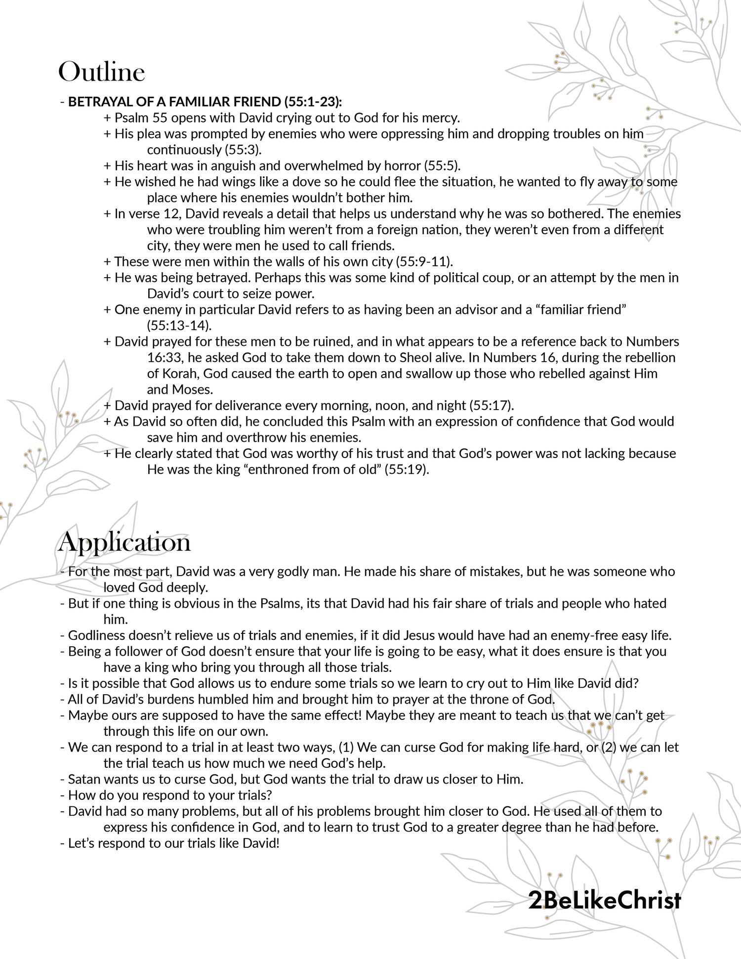 Psalm 55 Summary - 5 Minute Bible Study — 2BeLikeChrist