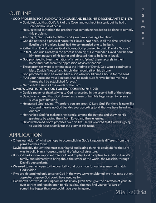 2 Samuel 7 – A 5 Minute Overview and Key Lessons — 2BeLikeChrist