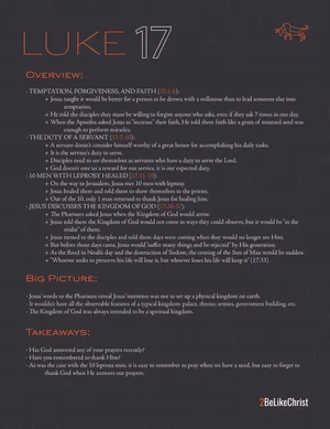 Luke 17 Summary - 5 Minute Study — 2BeLikeChrist