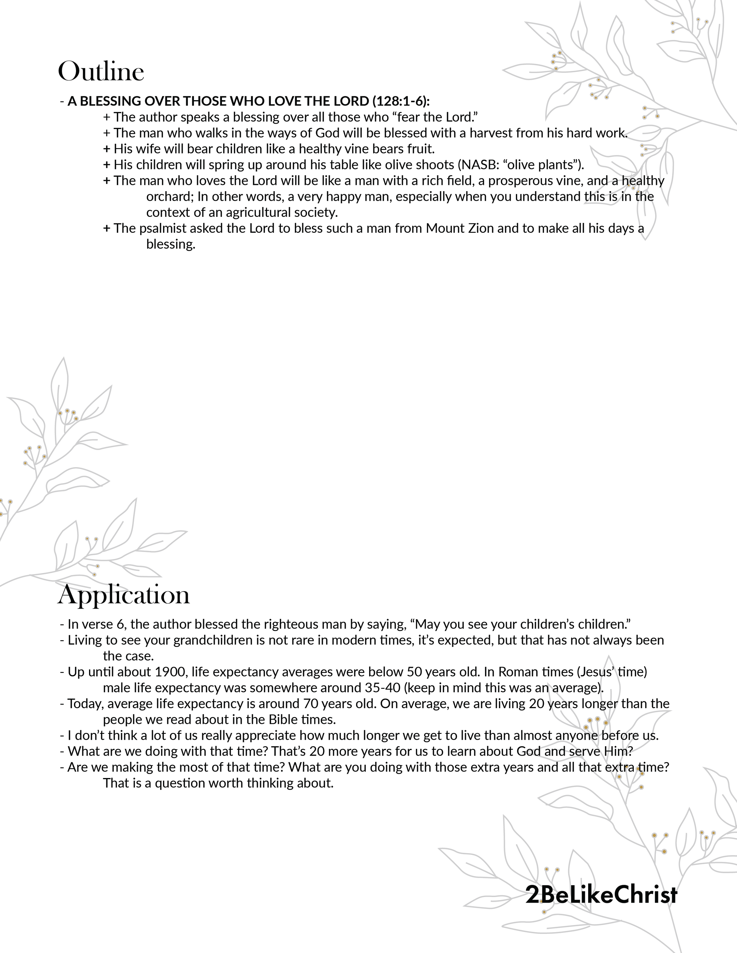 Psalm 128 Summary - 5 Minute Bible Study — 2BeLikeChrist